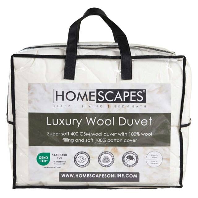 Homescapes Australian Wool 400 GSM Heavy Duvet, King by Tesco ...