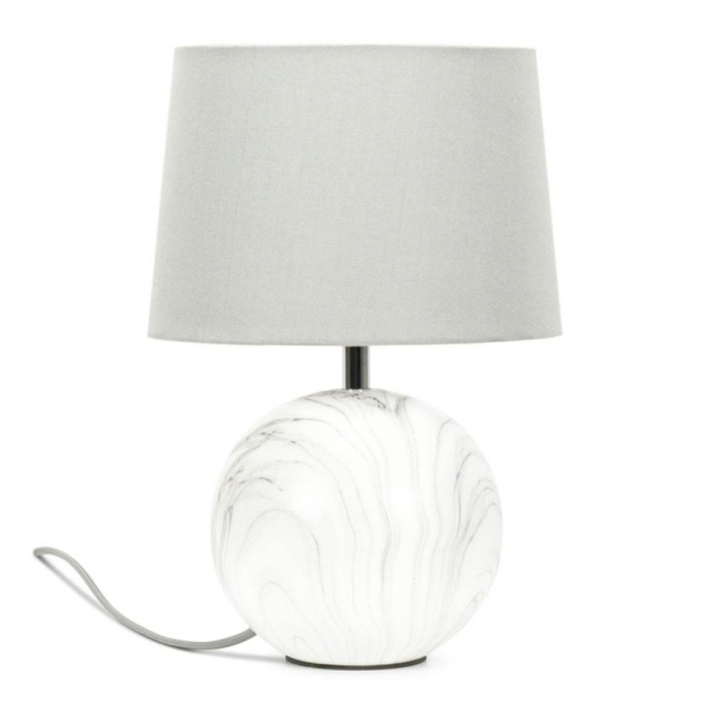 Valuelights Connie Marble Effect Table Lamp With Grey Tapered Shade by ...
