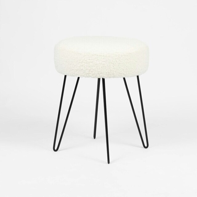 Ohs Boucle Fleece Hairpin Foot Rest Dressing Table Vanity Stool Seat ...
