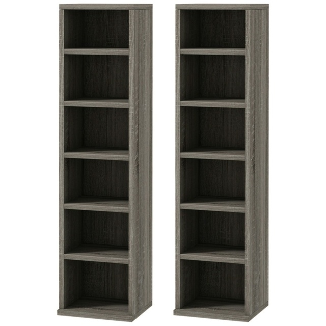 Homcom Set Of 2 Cd Media Display Shelf Unit Tower Rack Adjustable by ...