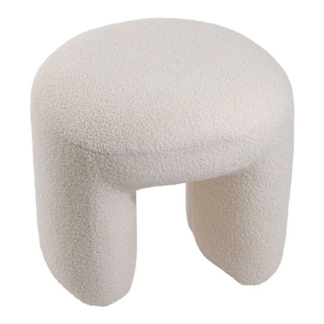 Living And Home Modern Teddy Bear Fur Upholstered Ottoman - White by ...