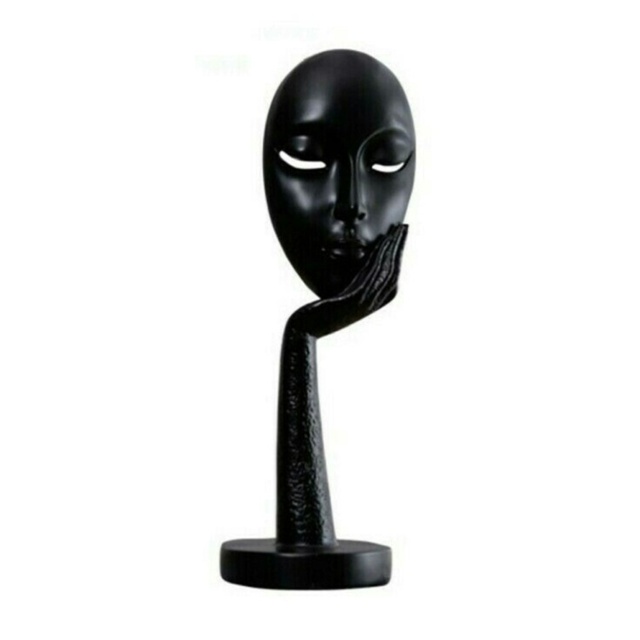 Living And Home Abstract Resin Woman Face Statue, Black, 11 by Tesco ...