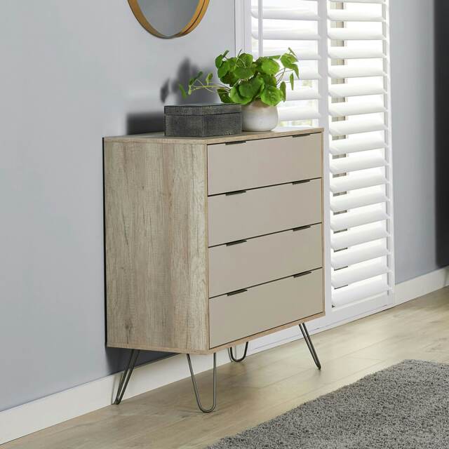 Augusta 4 drawer industrial bedroom furniture chest of drawers ...