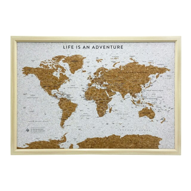 Splosh Travel Map Cork Board World Medium Light Wood Brown Light Wood ...