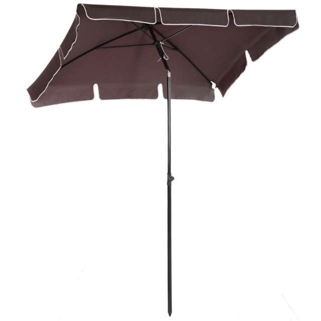 Outsunny Sun Umbrella Parasol Patio Rectangular 2M X 1.3M Brown by ...