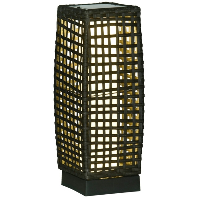 Outsunny Outdoor Rattan Solar Lantern Wtih On/off Powered Led Lights by ...