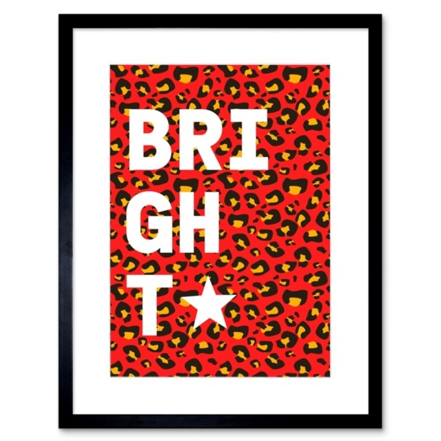"Leopard Red Orange Pattern Bright Star Word Beautiful 9X7"" Black Framed Wall Art Print" by ...