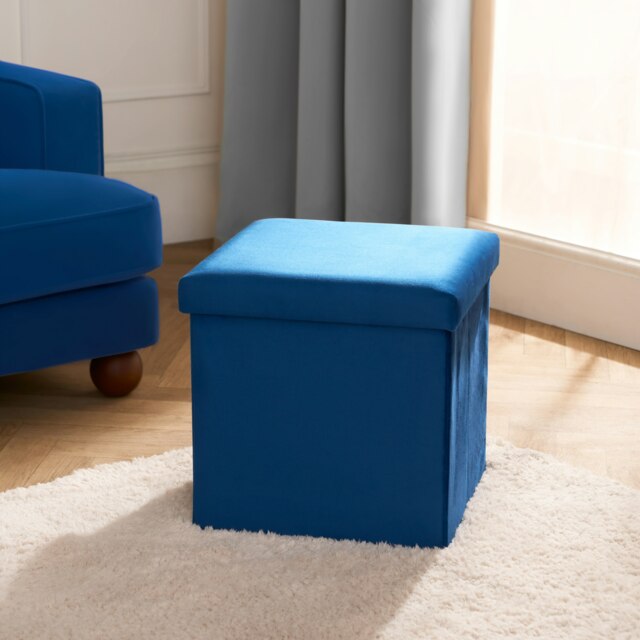 Ohs matte velvet soft foldable cube footstool seat storage organiser ...