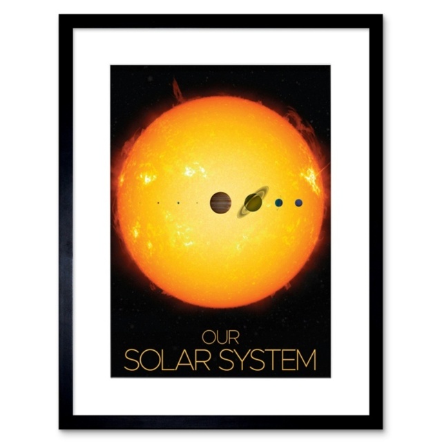 "Nasa Our Solar System Planets Sun Size Comparison 9X7"" Black Framed ...
