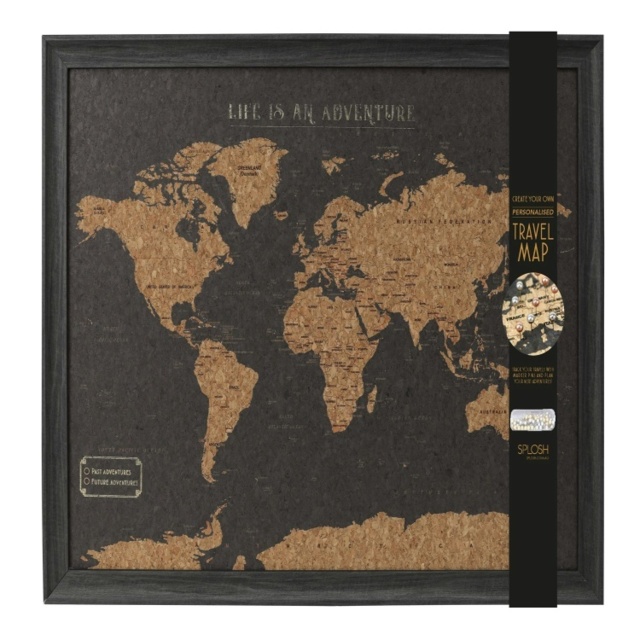Splosh Travel Map Cork Board World Small Black by Tesco - Marketplace ...