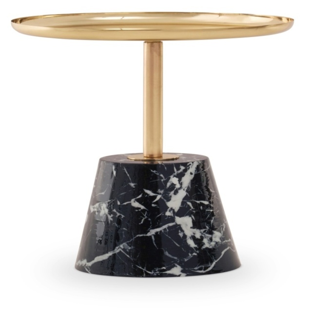 Avola Gold Side Table Black Marble Effect Base Gold by Tesco ...