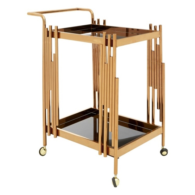Interiors By Premier Elegant 2 Tier Trolley With Rose Gold Frame ...