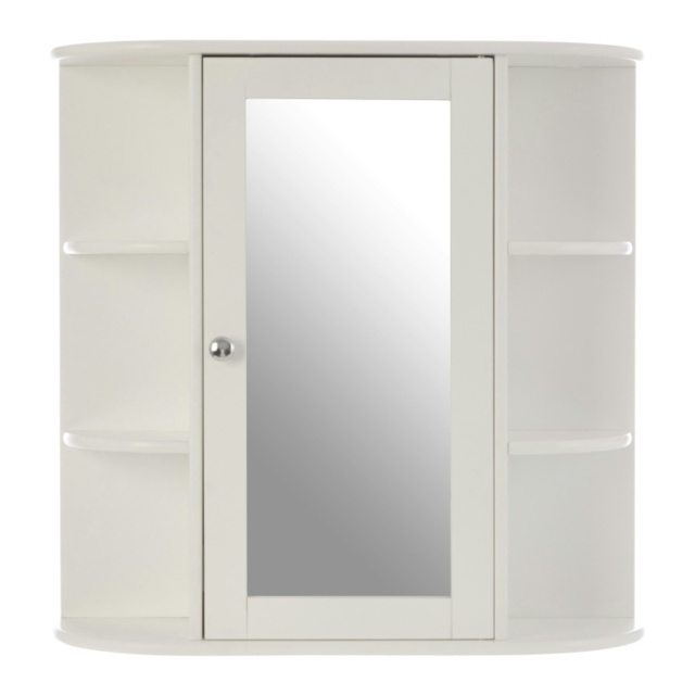 Portland Seven Shelf Mirrored Door Bathroom Cabinet White by Tesco ...