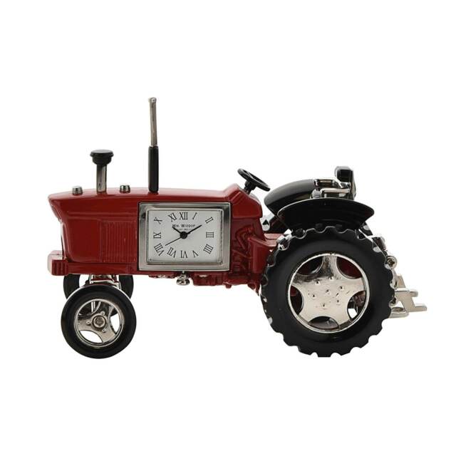 Wm widdop miniature clock tractor red & black roman dial red black by ...