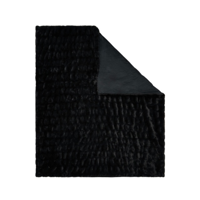 Bhs Ruched Faux Fur Throw, Black by Tesco - Marketplace | ufurnish.com