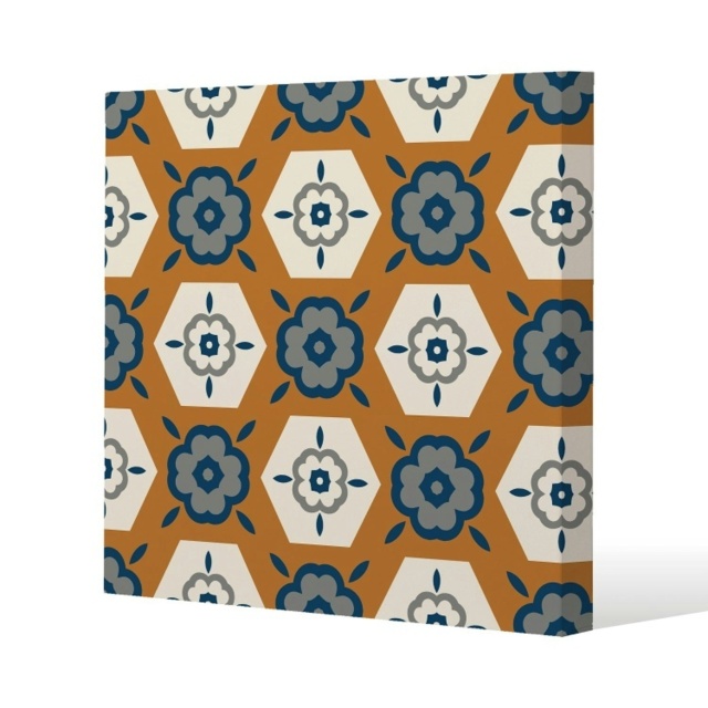Rust Orange Background With Gray, Navy Blue And Beige (Canvas Print ...