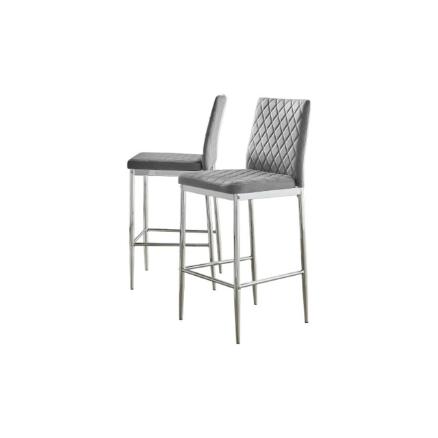 Furniturebox 2X Milan Bar Stools Grey Velvet Silver Legs by Tesco ...