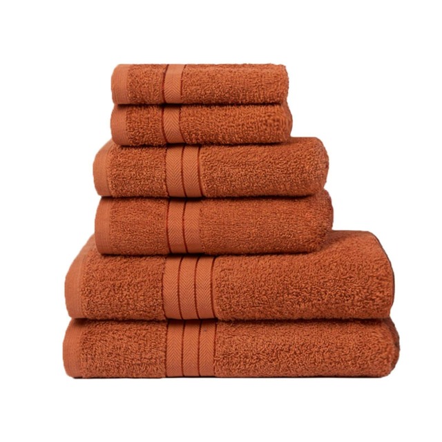Ohs 6 pack luxury 100% cotton 500gsm bathroom towel bale set - burnt ...