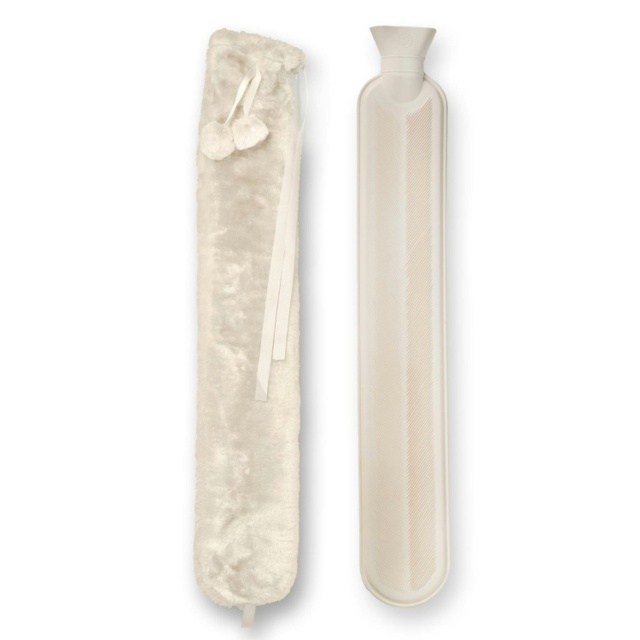 Nicola Spring Plush Long Hot Water Bottle & Cover Set - Cream by Tesco ...