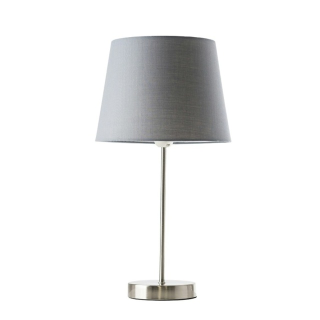 Valuelights Modern Satin Silver Table Lamp With Grey Shade by Tesco ...