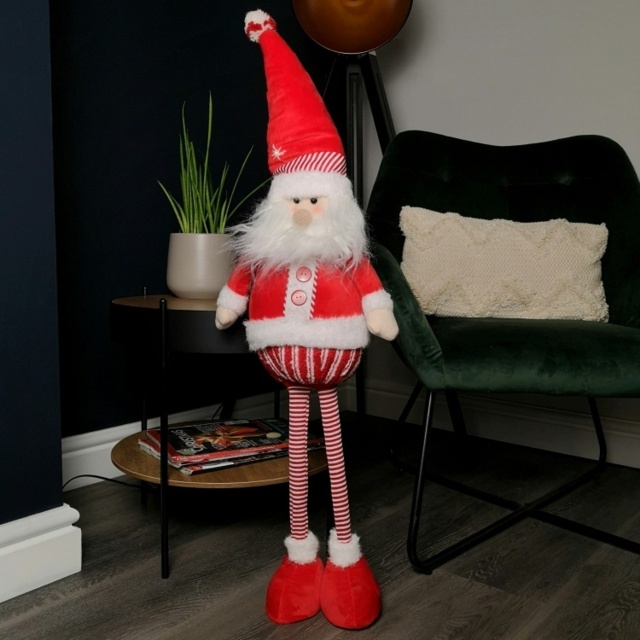 94Cm Red And White Standing Santa With Telescopic Legs Christmas ...