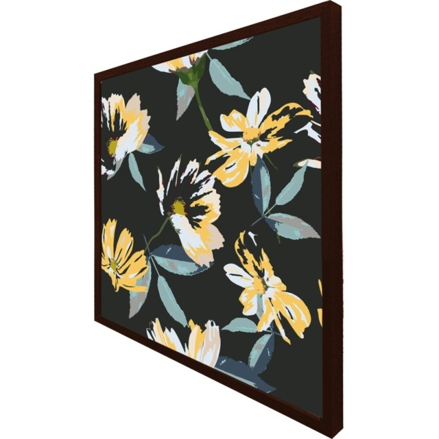 Yellow Flowers On Green (Picutre Frame) Brown - M by Tesco ...