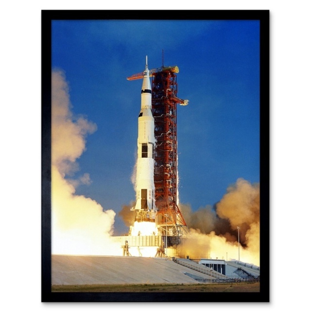 Space Nasa Apollo 11 Rocket Launch Lift Off Photo Framed Wall Art Print ...