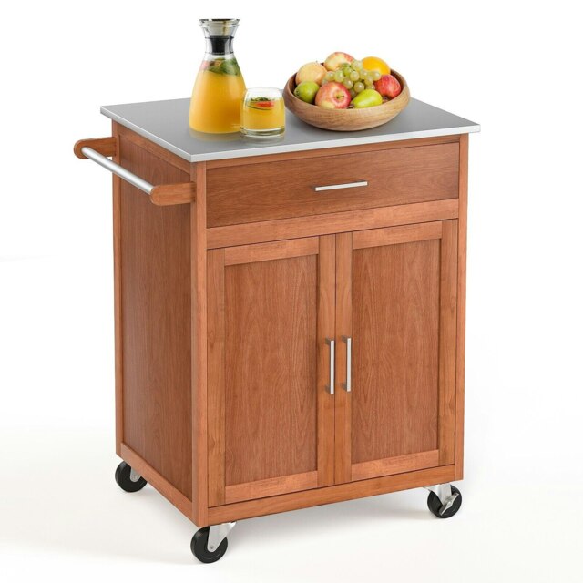 Costway kitchen island rolling storage cabinet trolley by Tesco ...