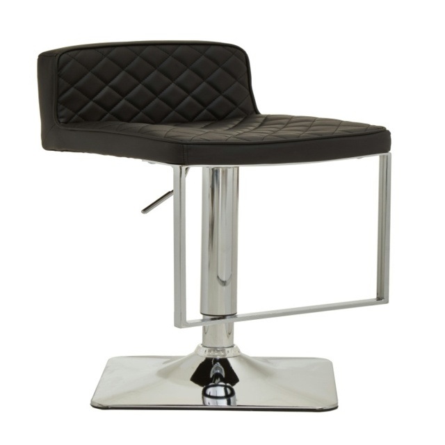 Interiors By Premier Baina Black And Chrome Bar Stool With Square Base ...