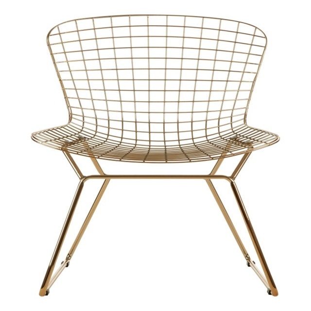 Interiors By Premier Gold Metal Grid Frame Wire Chair, Comfortable ...
