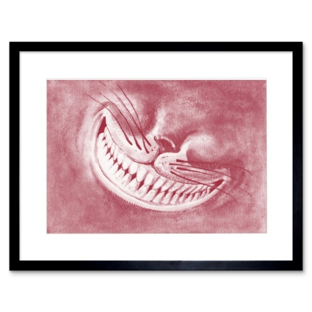 "Alice Wonderland Cheshire Cat Smile 9X7"" Black Framed Wall Art Print ...
