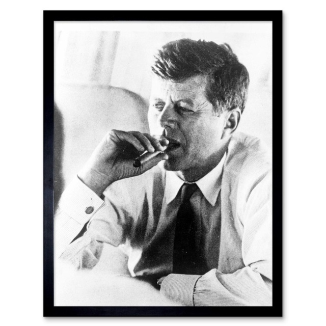 President John F Kennedy Smoke Cigar Jfk Usa Framed Wall Art Print by ...