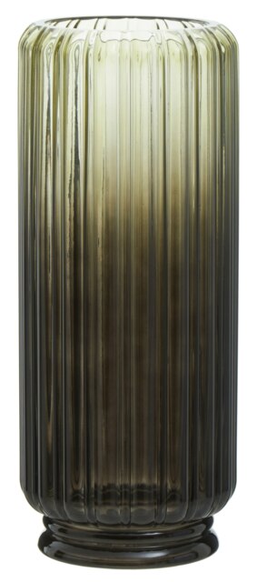 Interiors by Premier Contemporary Design Large Grey Ribbed Glass Vase ...