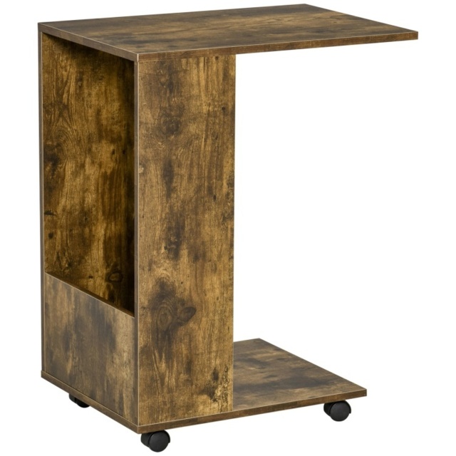 Homcom Mobile Sofa Side Table For Laptop Coffee W/ Storage And Casters ...
