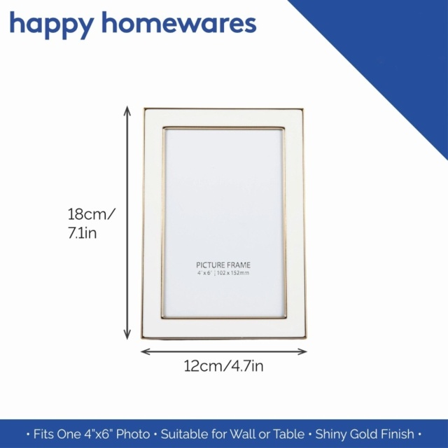 Modern Designer Shiny Gold Metal And White 4X6 Picture Frame For Wall ...