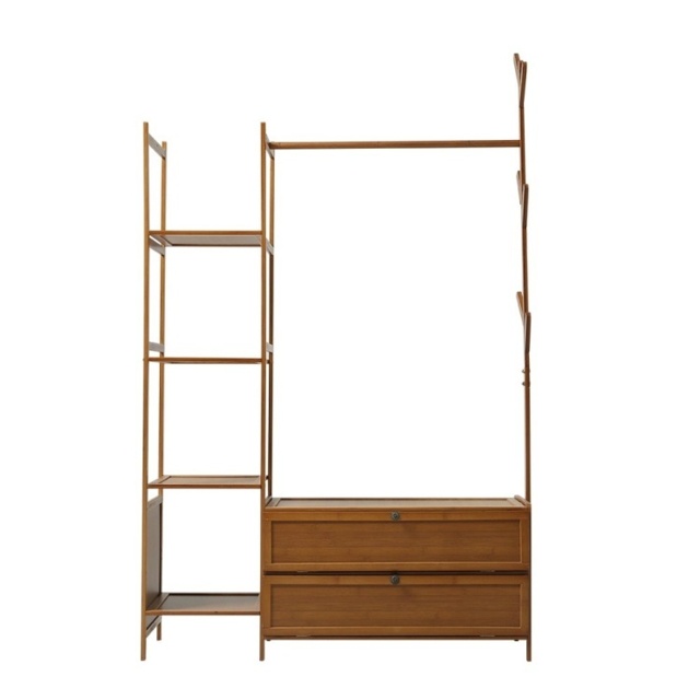 Living And Home Bamboo Clothes Rack With Storage Shelves by Tesco ...