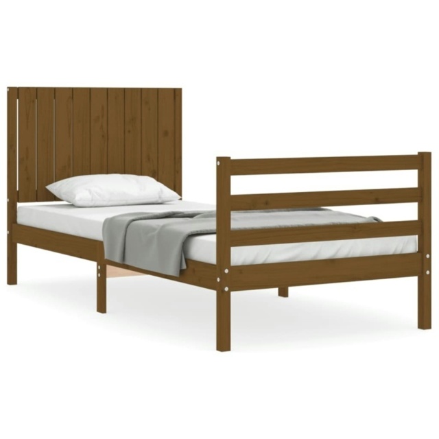 Bed Frame With Headboard Honey Brown 90X200 Cm Solid Wood by Tesco ...