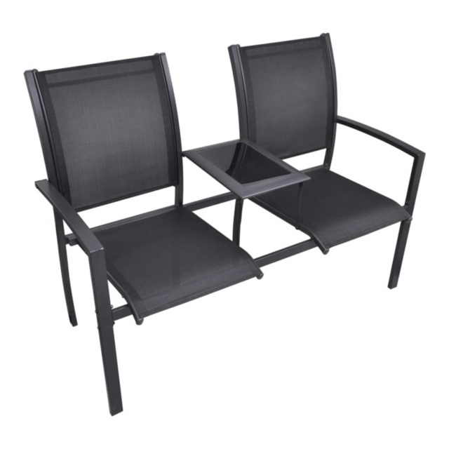 2 Seater Garden Bench 131 Cm Steel And Textilene Black by Tesco ...