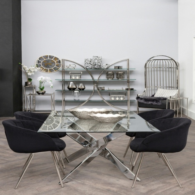 Allure Rectangular Intersected Dining Table Silver by Tesco ...
