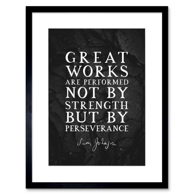 "Slate Quote Samuel Johnson Great Works 9x7"" Black Framed Wall Art ...