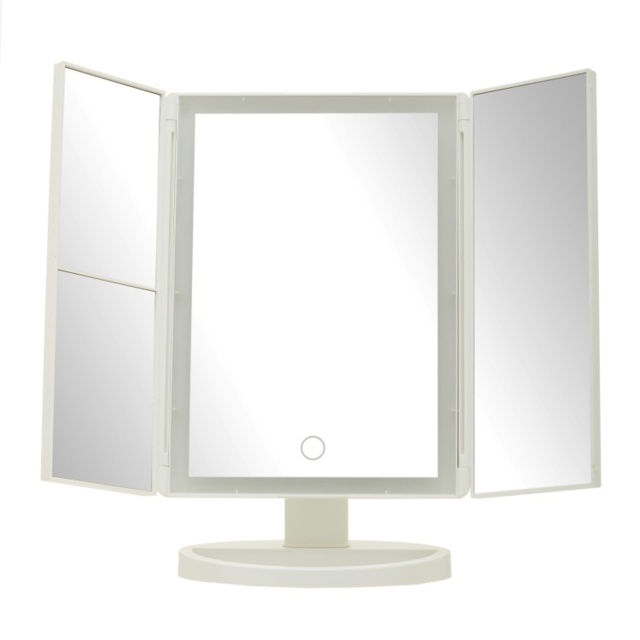 Interiors By Premier 180 Degree Rotatable Tri Fold White Table Mirror, Trifold Design Table ...