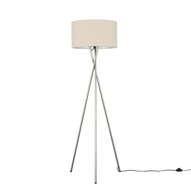Valuelights Camden Tripod Brushed Silver Floor Lamp With Large Natural ...