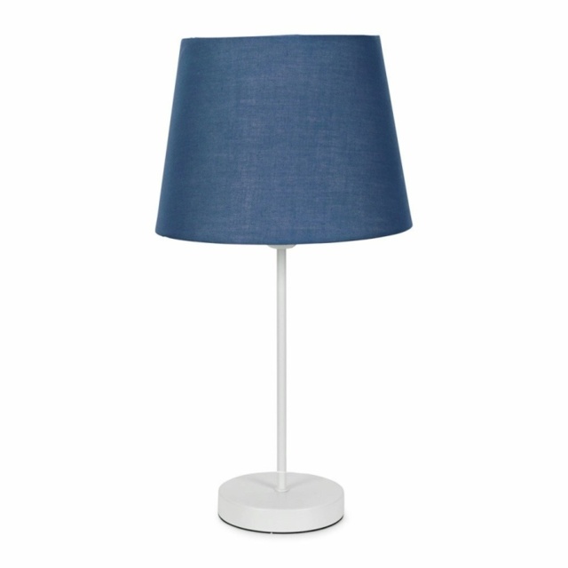 Valuelights Charlie White Single Stem Table Lamp With Navy Blue Tapered ...