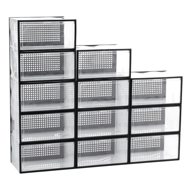 Living And Home Clear Plastic Stackable Shoe Storage Box Set Of 12 by ...