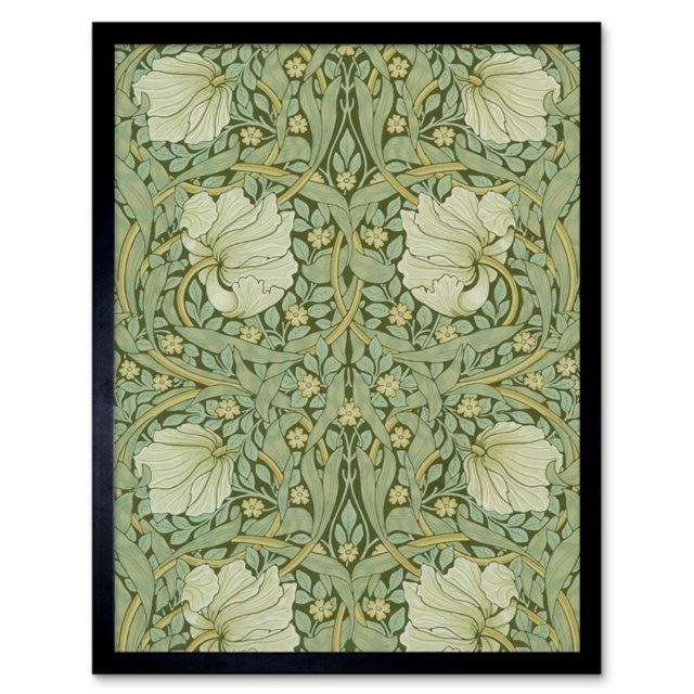 "William Morris Pimpernel Arts Craft Design 12X16"" Framed Wall Art ...