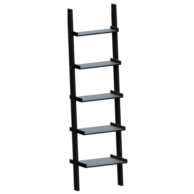 Vida Designs York 5 Tier Ladder Bookcase Display Storage, Black by ...