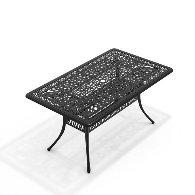 Living And Home Vintage Rectangular Cast Aluminum Garden Bistro Table ...