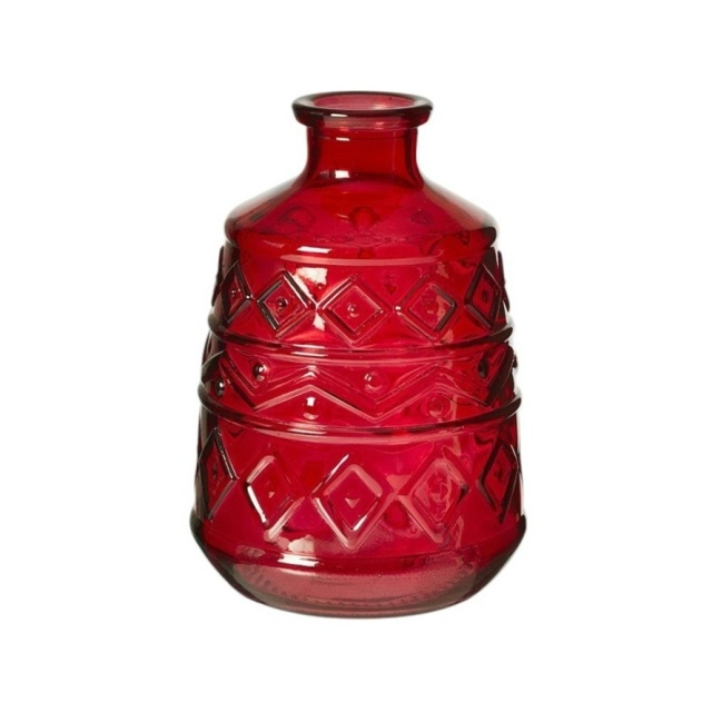 Red Glass Aztec Pattern Bottle Vase - H11Cm by Tesco - Marketplace ...