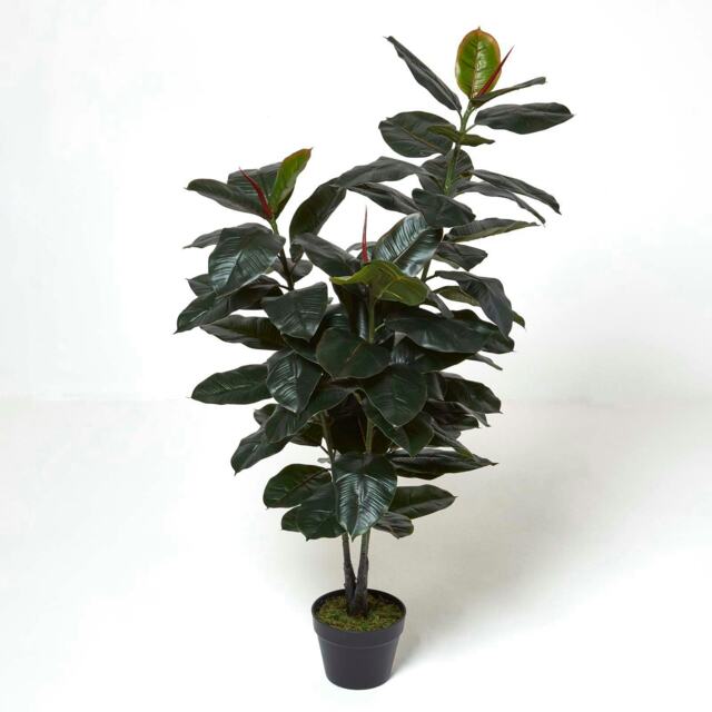 Homescapes artificial ficus rubber plant in pot, 130 cm tall by Tesco ...