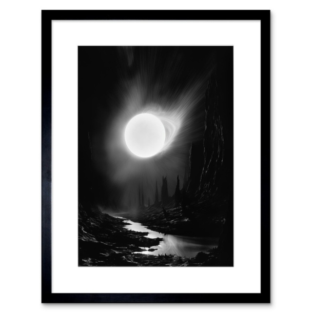 "Solar Flares Dramatic Fantasy Landscape 9X7"" Black Framed Wall Art ...